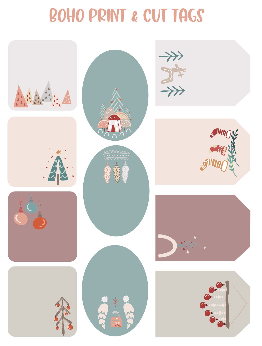 Printable Boho Christmas Tags - Crafting in the Rain