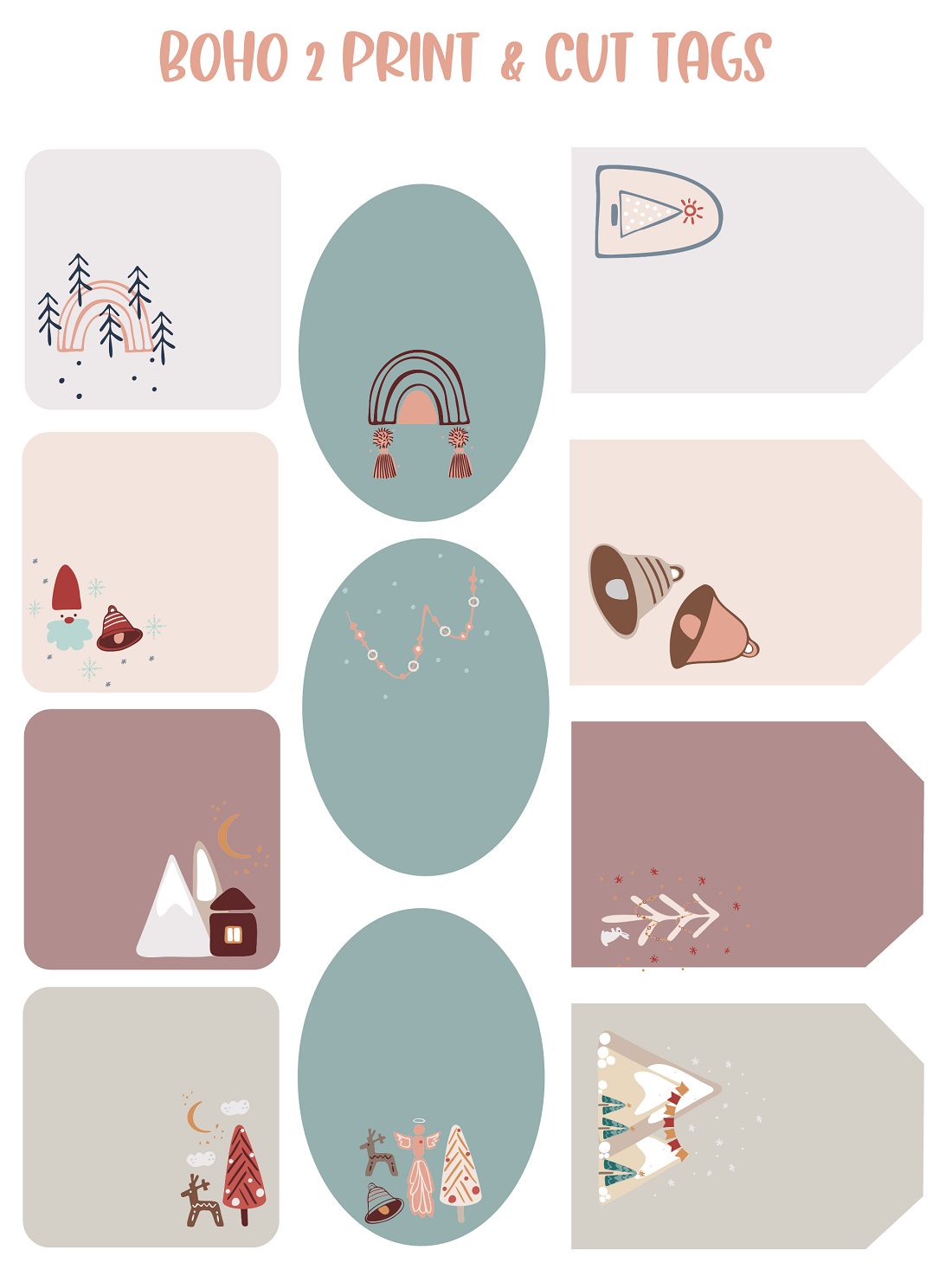 Printable Boho Christmas Tags - Crafting in the Rain